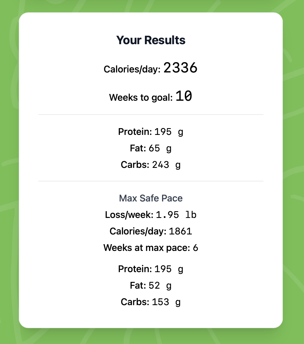 Simple Plan Nutrition Calculator
